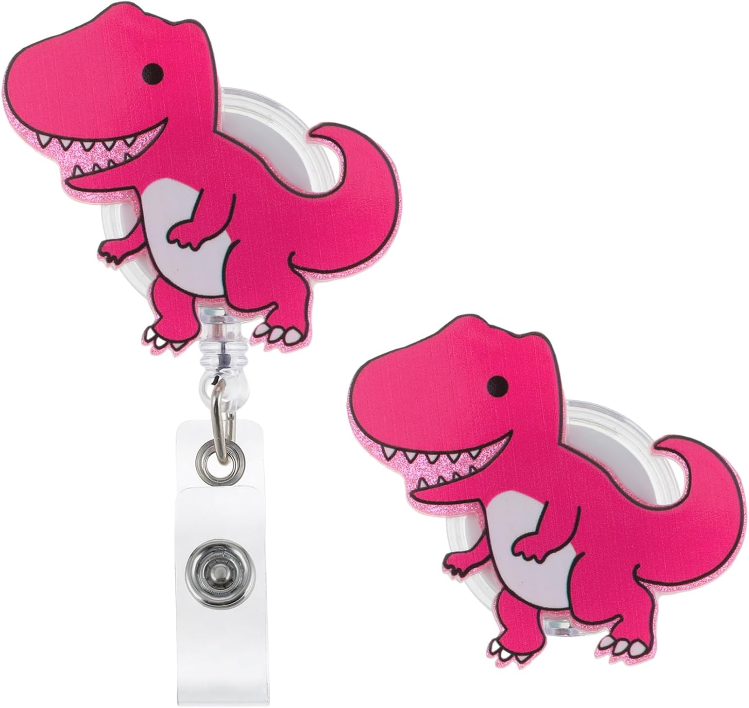 Amazon.com : YUXIANLB Cute Dinosaur Badge Reel with Clip, Cute Acrylic ...