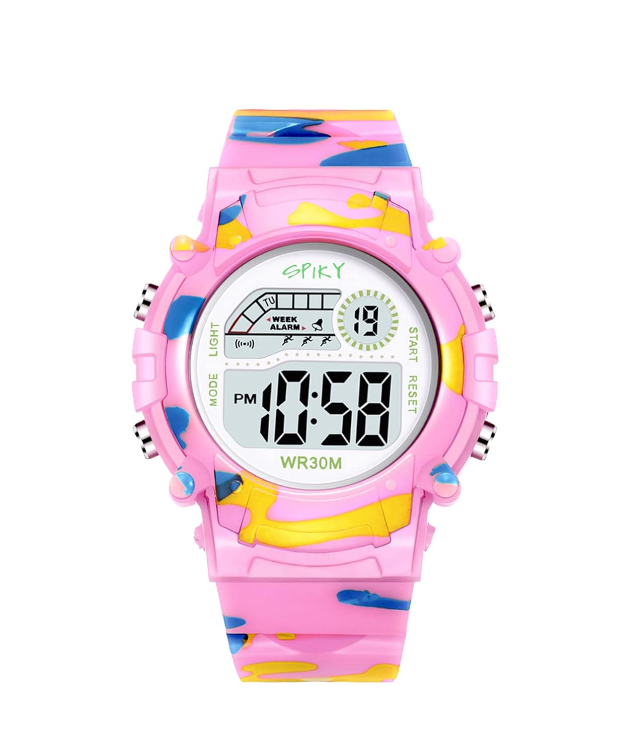 SPIKY Pink Camouflage Round Multifunctional Luminous Digital Sports ...