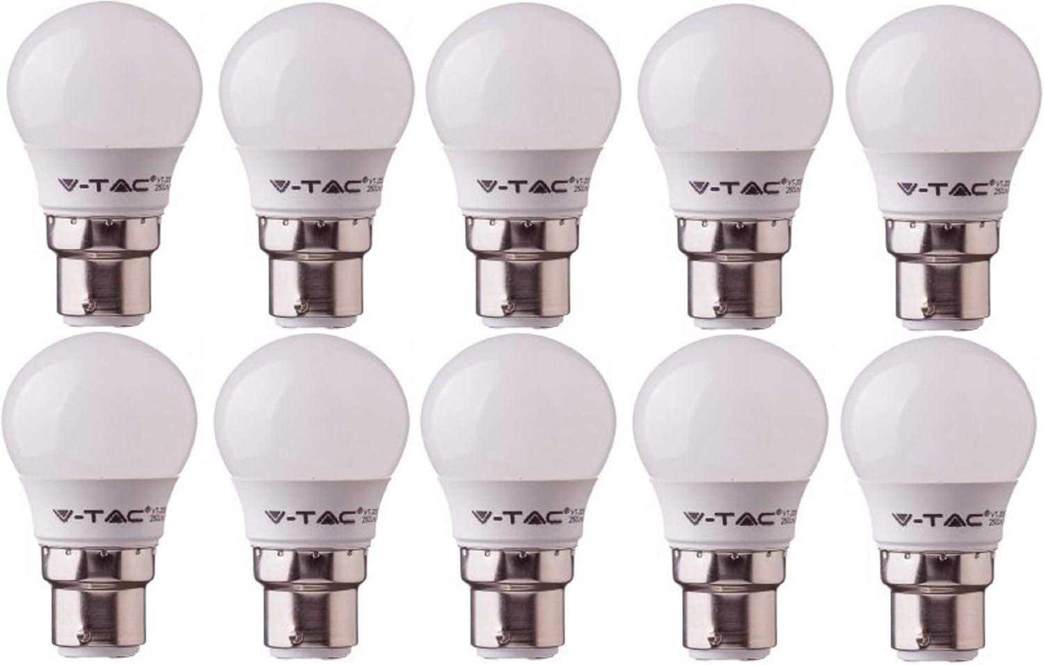 V-Tac LED 3w G45 Golf Ball Bulbs - PACK OF 10 - B22 / BC / Bayonet Cap ...