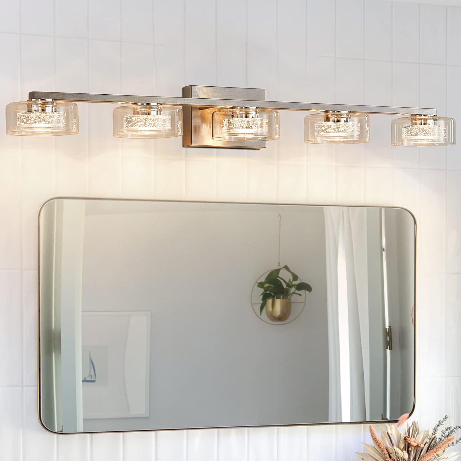 PUNSOKO 5 Light Bathroom Vanity Light, 2700K/4000K/5000K Dimmable LED ...