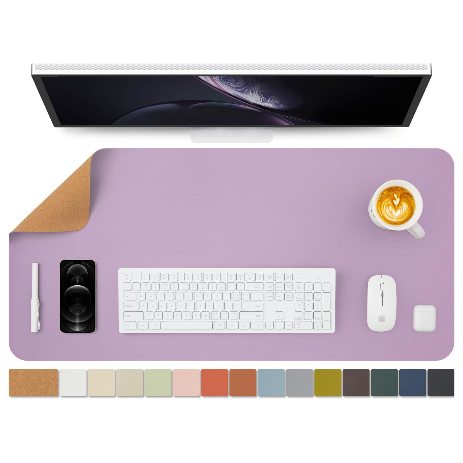 Amazon.com : Cork Purple Desk Mat - Dual-Sided Desk Pad for Office and ...