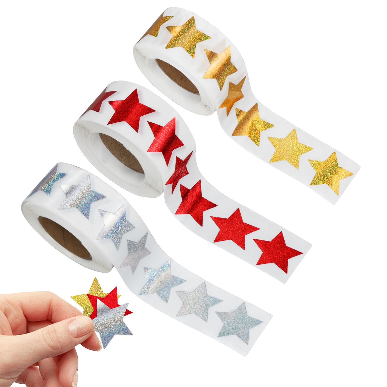 1500 Stück/3 Rolle Aufkleber Sterne Glitzer, Sticker Sterne Klebesterne ...