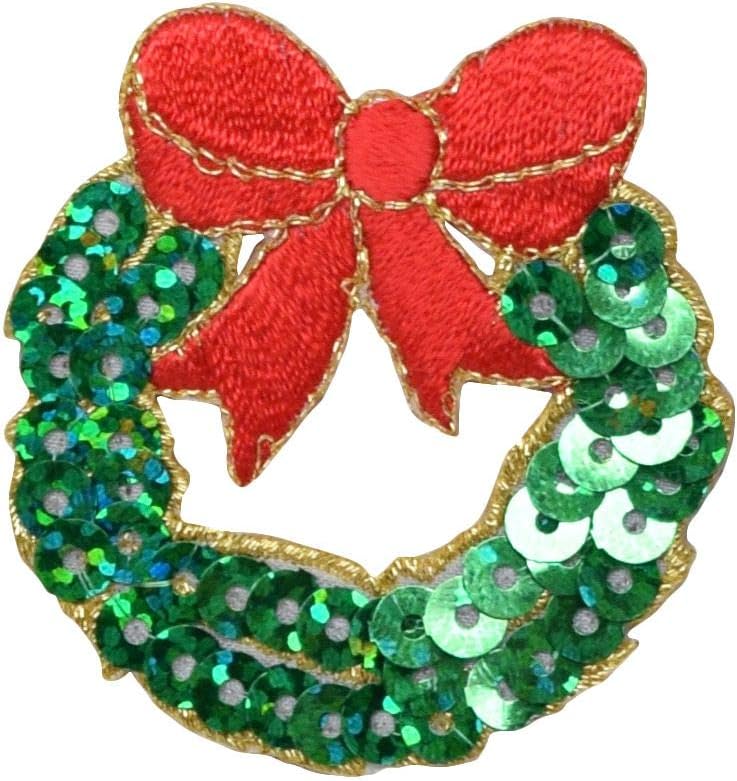 Amazon.com: Christmas Sequin Wreath Embroidered Iron on Patch
