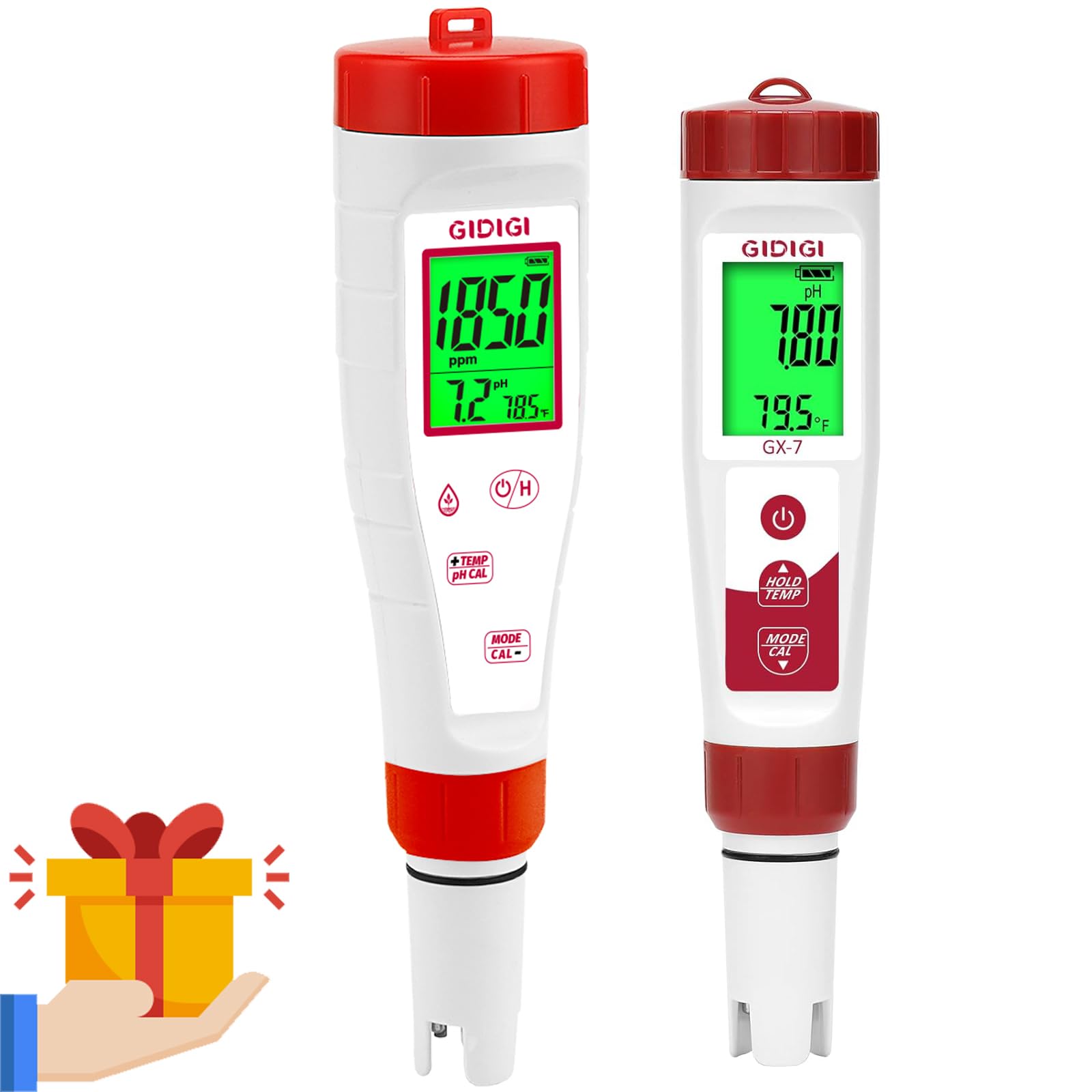 Digital pH Tester and Chlorine Meter Tester Kit,GIDIGI pH Meter for ...