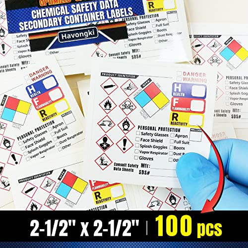 Buy Havongki 2-1/2'' x 2-1/2'', Optimized GHS Labels Hazardous Chemical ...