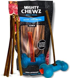 Amazon.com: Mighty Chewz 12" Thin Bully Sticks (20 Pack) with Bully ...