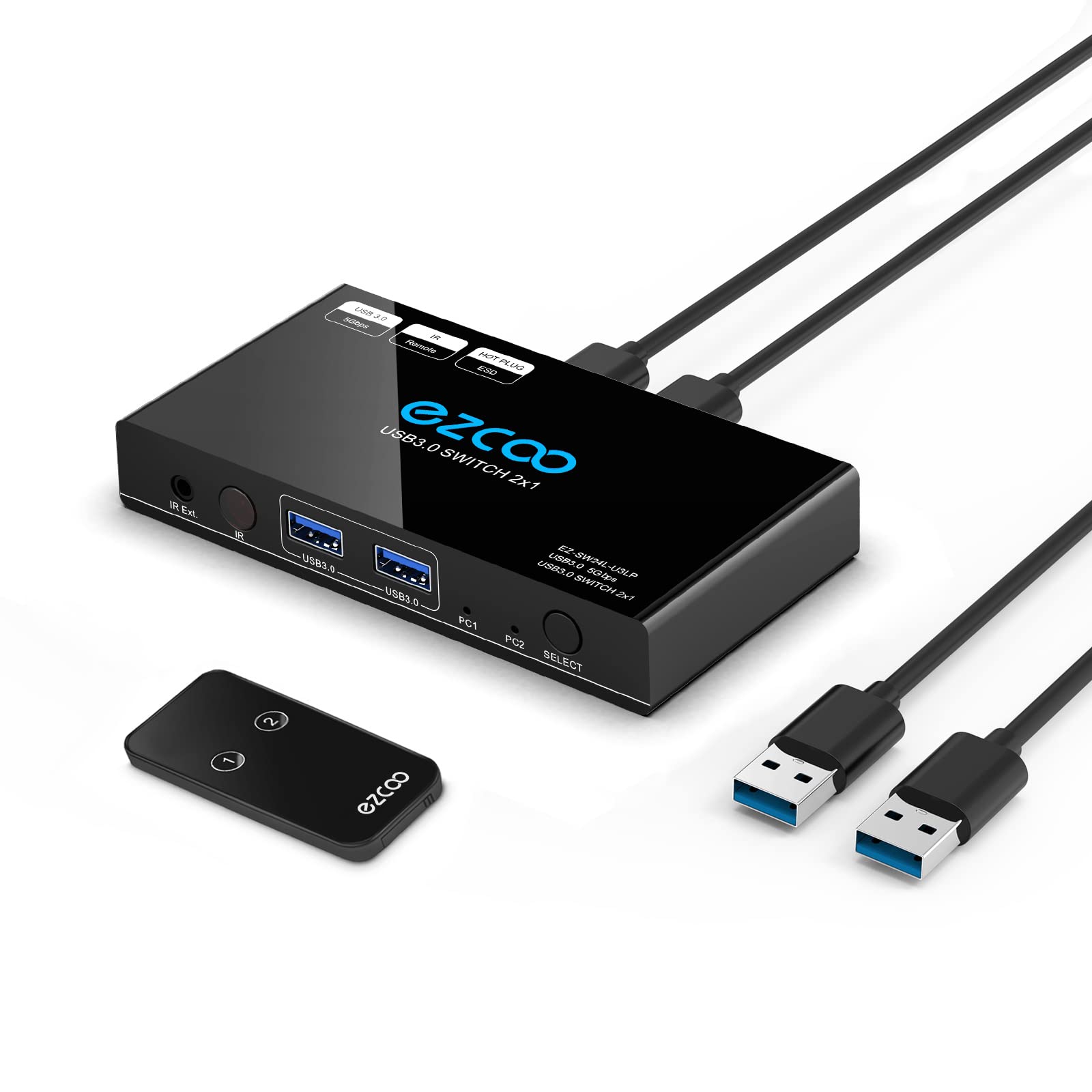 USB 3.0 Switch 2 Computers 4-Port USB3.1 Sharing Switcher KVM Switch 2 ...