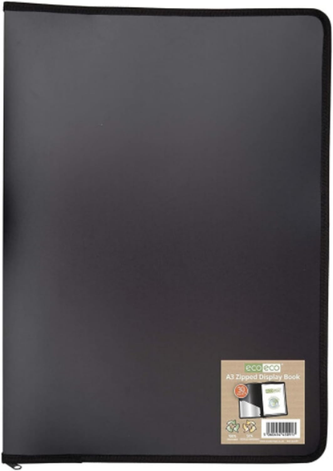 eco-eco A3 50% Recycled 30 Pocket Black Zipped Presentation Display ...