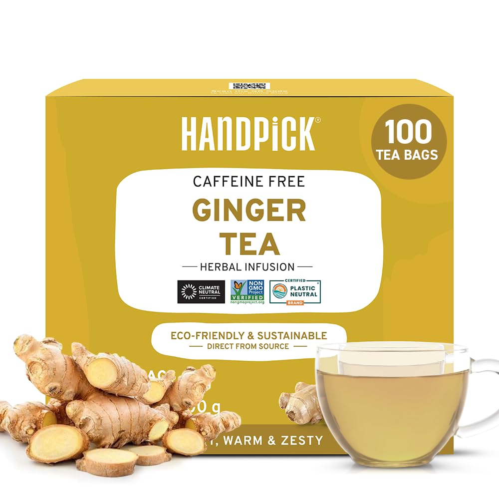 Amazon.com : HANDPICK, Ginger Tea Bags (100 Herbal Tea Bags) Caffeine ...