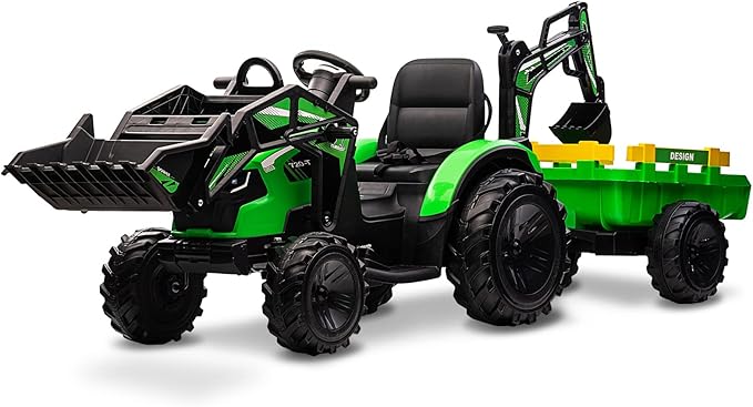 Amazon.com: 24V 3 in 1 Kids Ride on Tractor, Excavator & Bulldozer ...