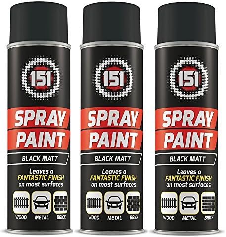 (Pack of 3) - MATT BLACK Spray Paint 250ml - By PAJEE ™ : Amazon.co.uk ...