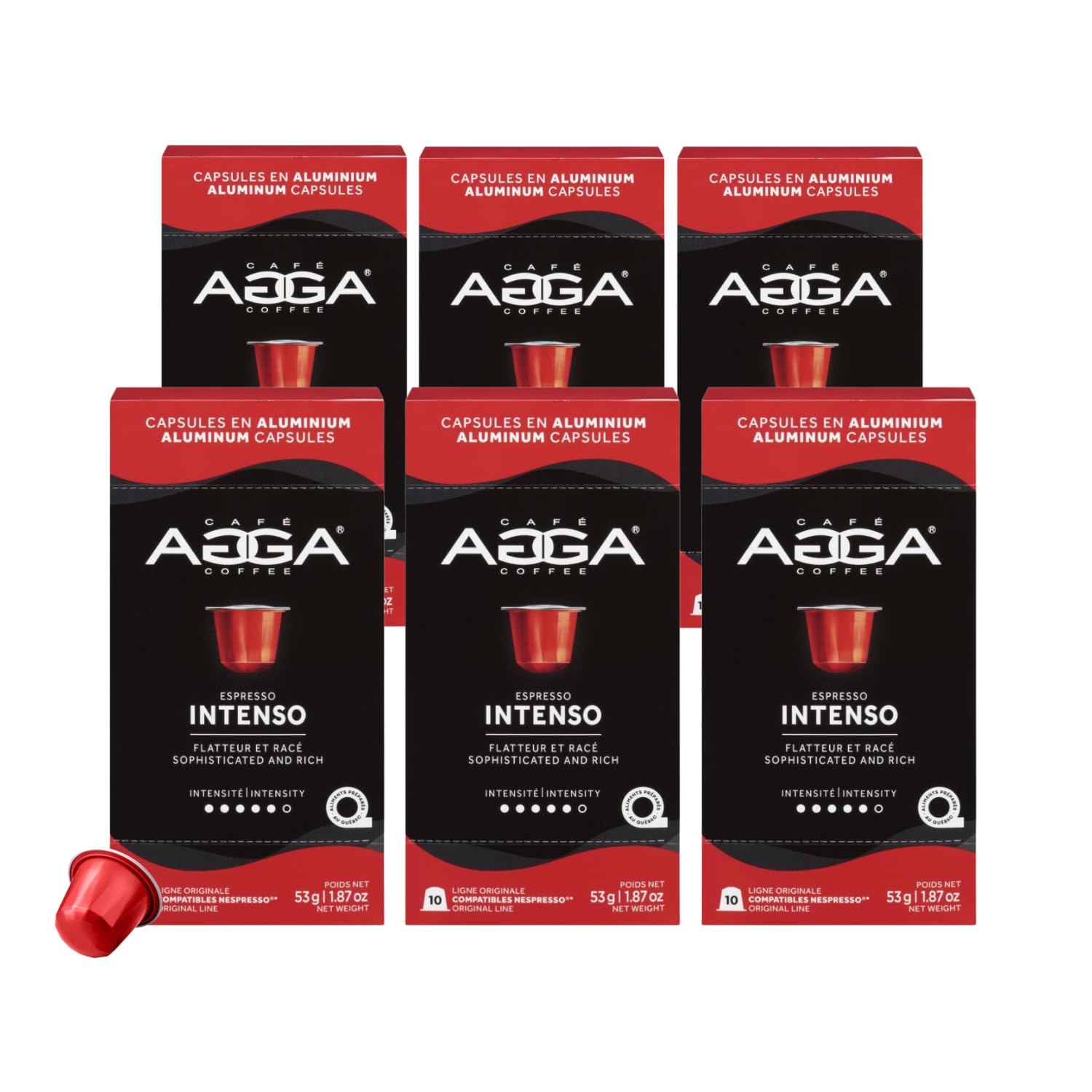 Café Agga - Intenso Coffee Capsules - Dark Roast Espresso - 100% ...