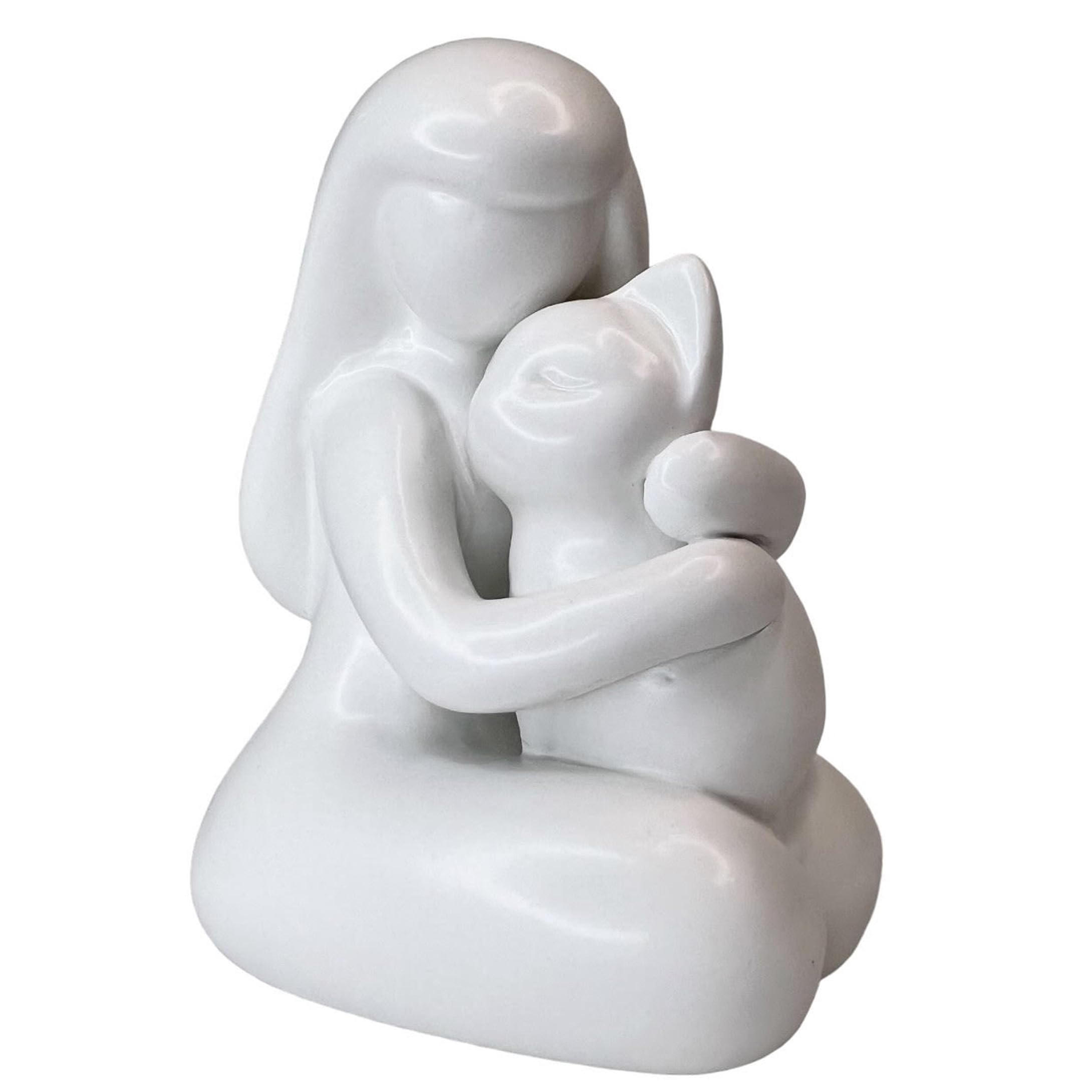 Amazon.com: Girl Hugging Cat Figurine/Kitty Love Statue – 5” Tall ...