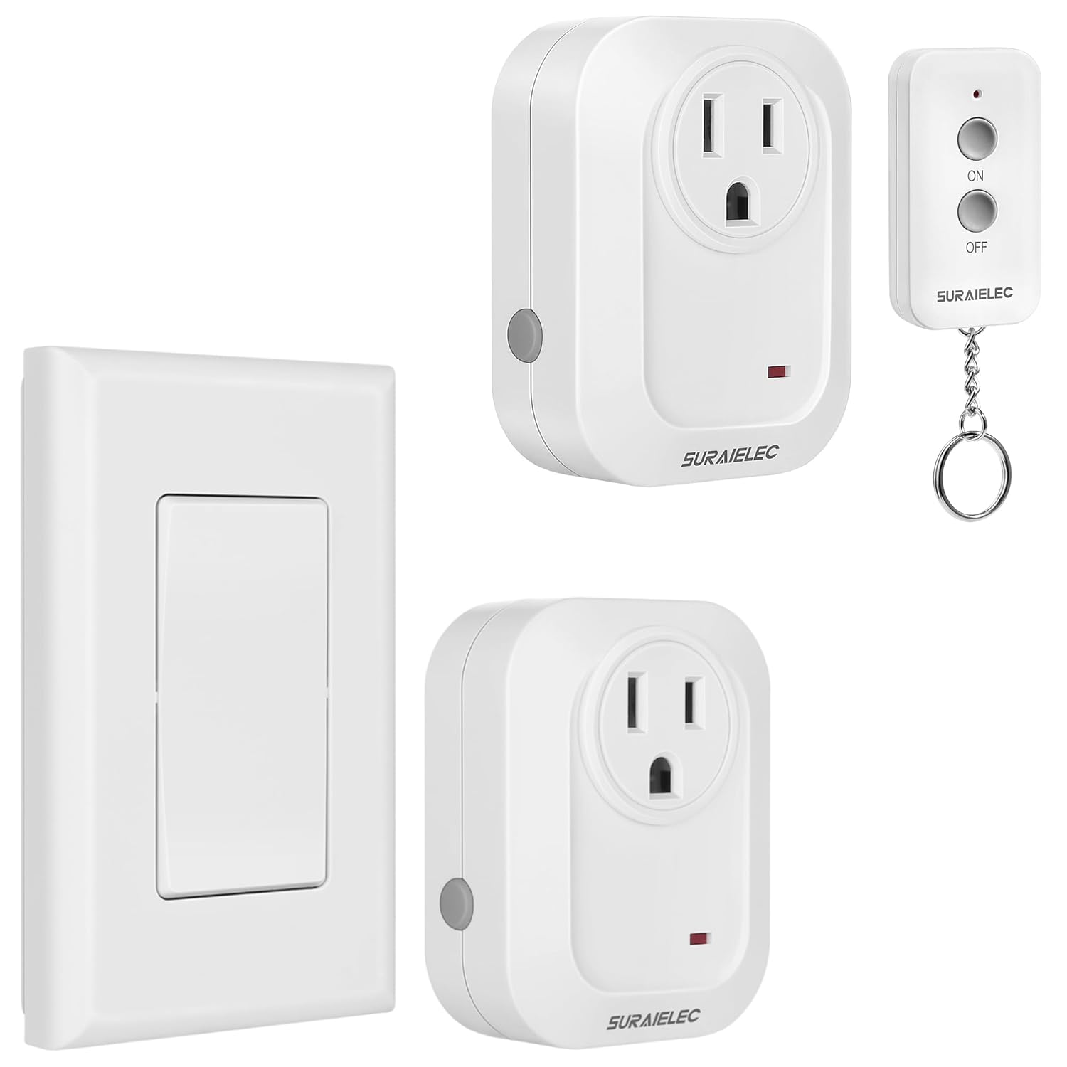 SURAIELEC Wireless Wall Switch and Hand Hold Remote Control Outlet ...