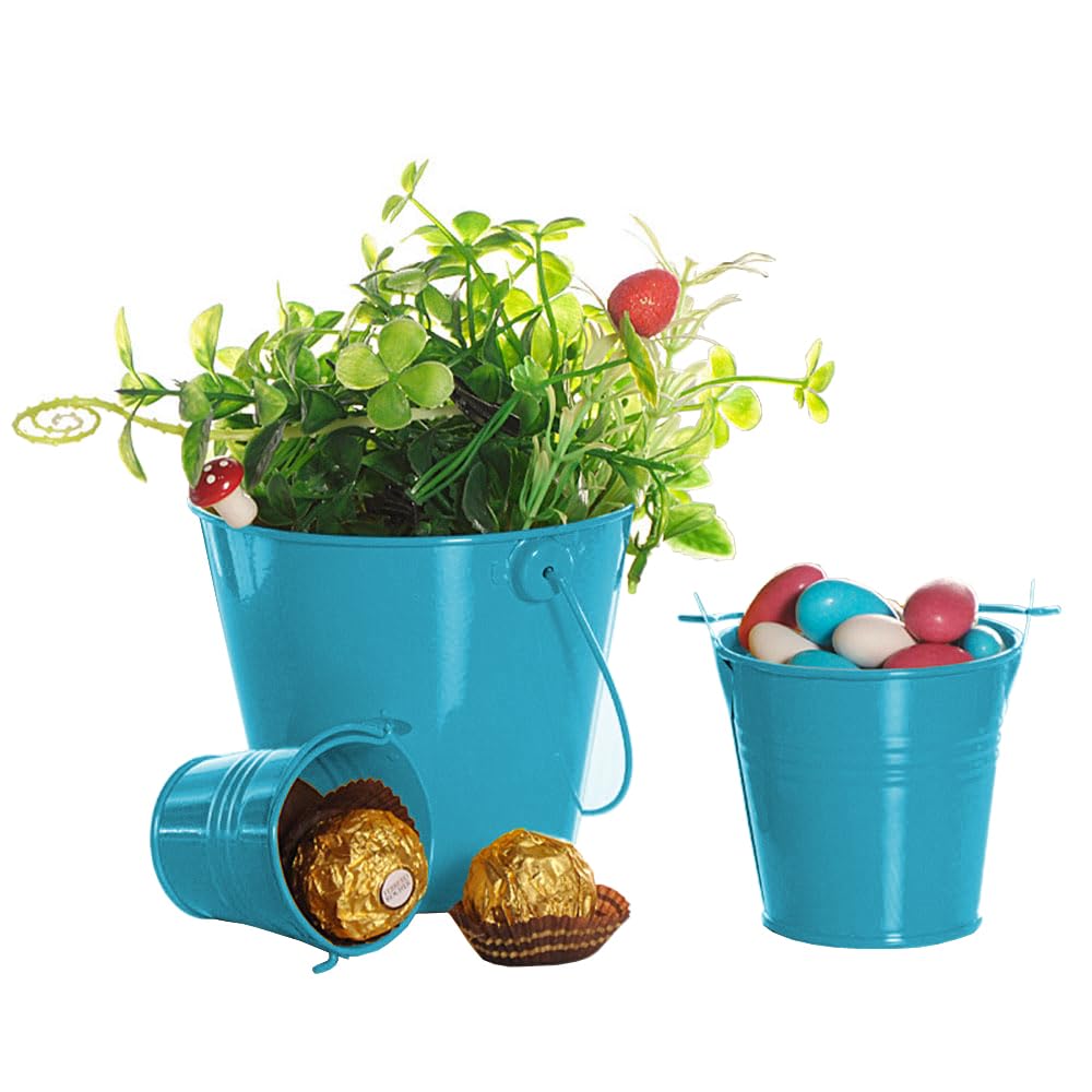 Amazon.com: 3 Pack Mini Metal Buckets for Party Favor, Tiny Colored ...
