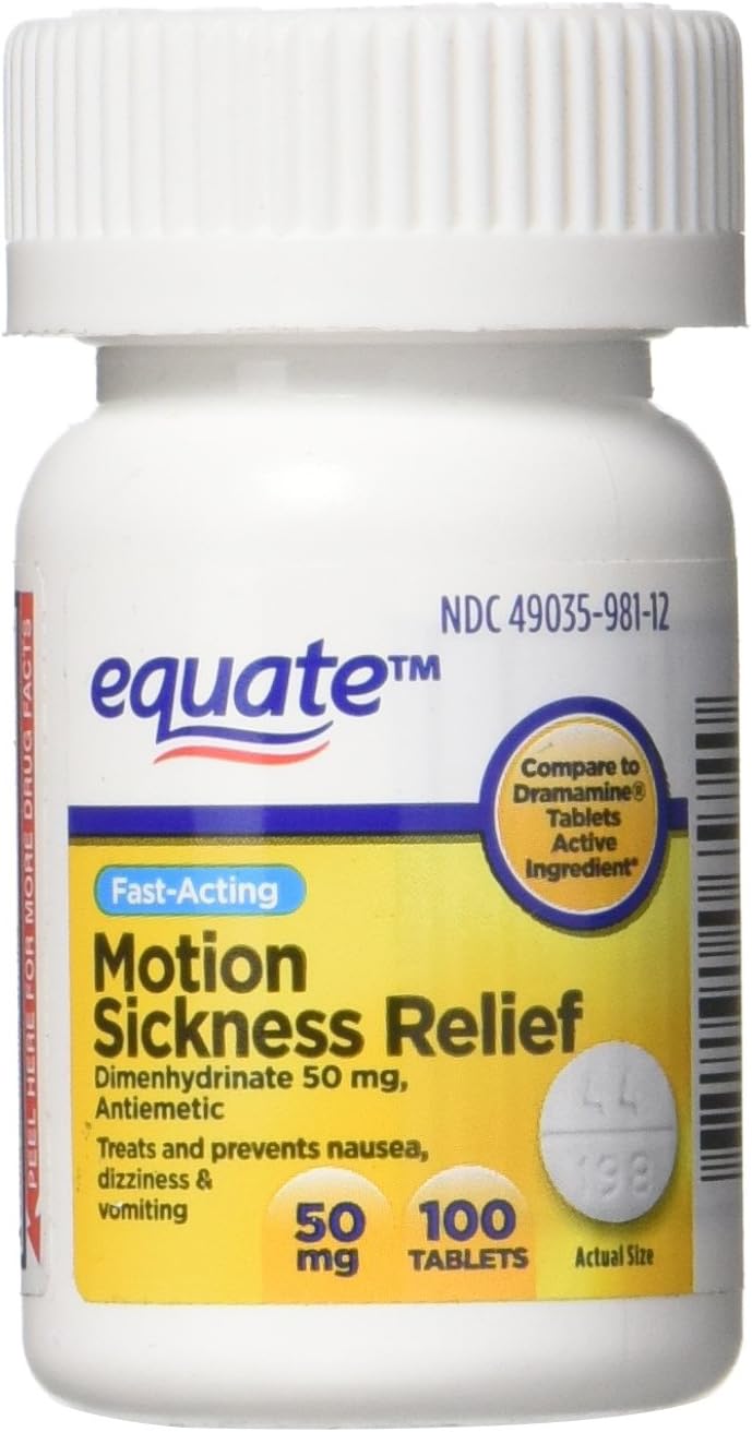 Amazon.com: Equate Motion Sickness Relief Tablets, 100 count 50 mg ...