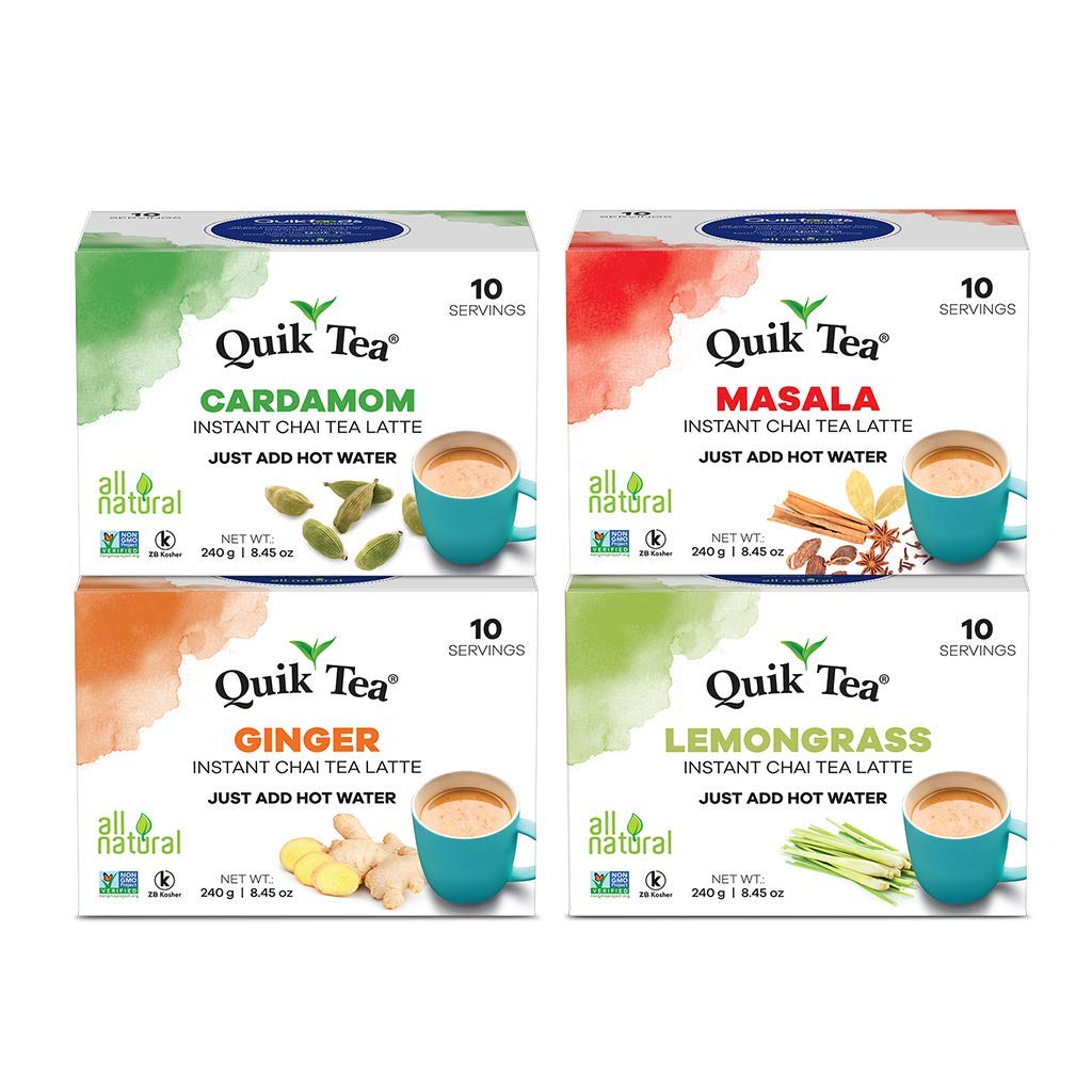Amazon.com : QuikTea Chai Tea Latte 4 Flavor Variety Pack, Cardamom ...