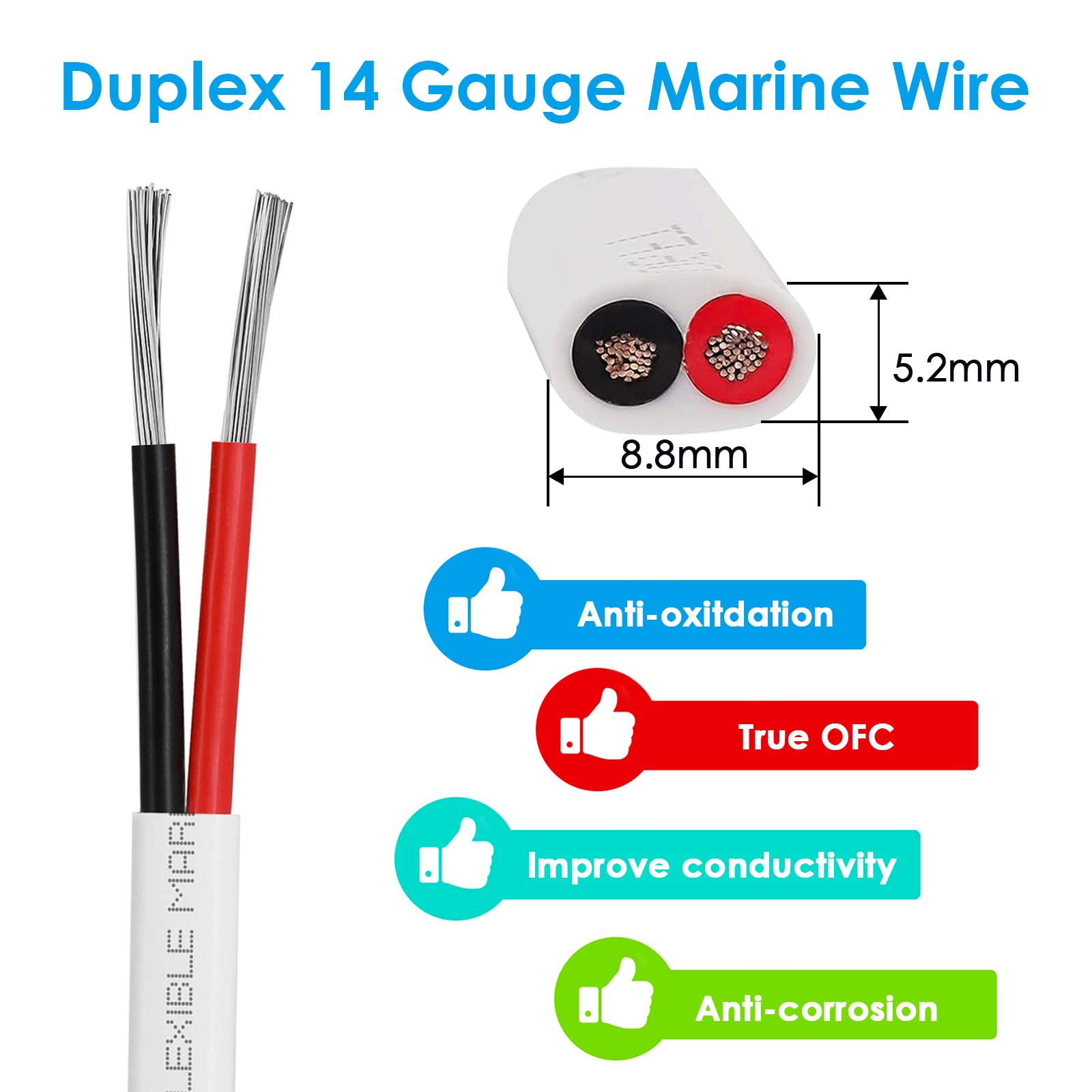 Snapklik.com : Kimbluth 14 Gauge Duplex Marine Wire Tinned Copper Boat ...