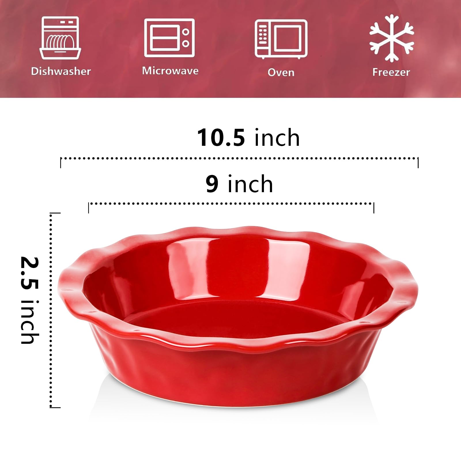 Snapklik.com : Vicrays Ceramic Pie Pan For Baking - 9 Inch Pie Plate ...