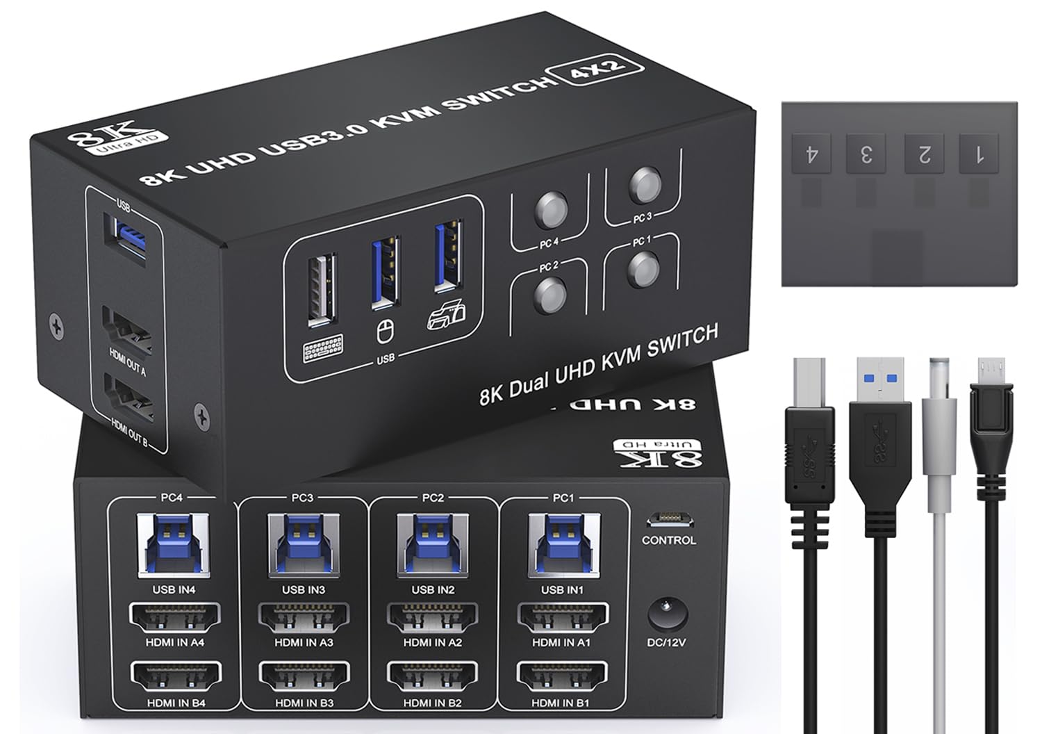 Amazon.com: 8K Dual Monitor KVM Switch - 4 Computer 2 Monitors KVM HDMI ...