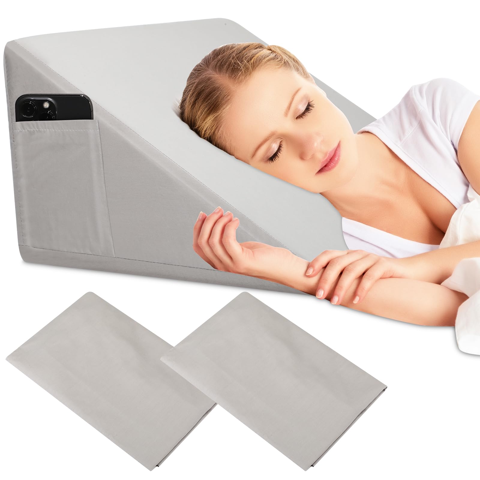 Amazon.com: Windkream 2 Pcs Wedge Pillow Case Cover Cotton Wedge Pillow ...