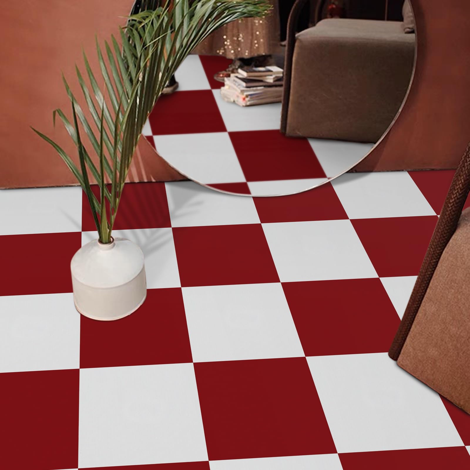 Red Vinyl Tile Flooring 6mm Luxury Vinyl Tiles LVT Flooring Manhattan