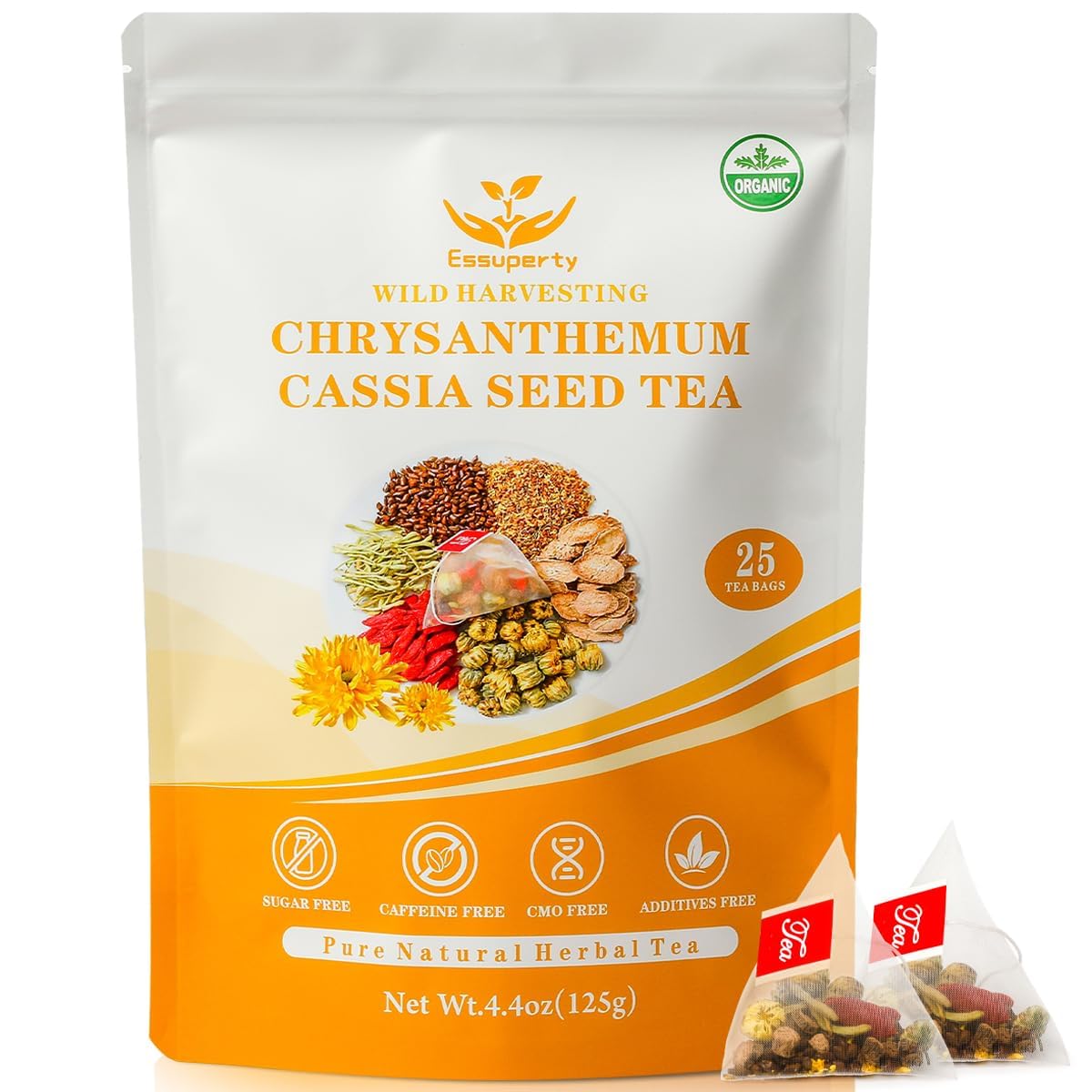 Amazon.com : Chrysanthemum Cassia Seed Tea - 25 Tea Bags, 5g Each ...
