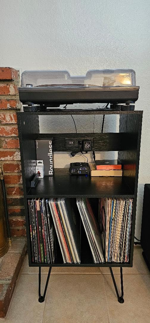 Amazon.com: Record Player Stand, Turntable Stand with Charging Station ...