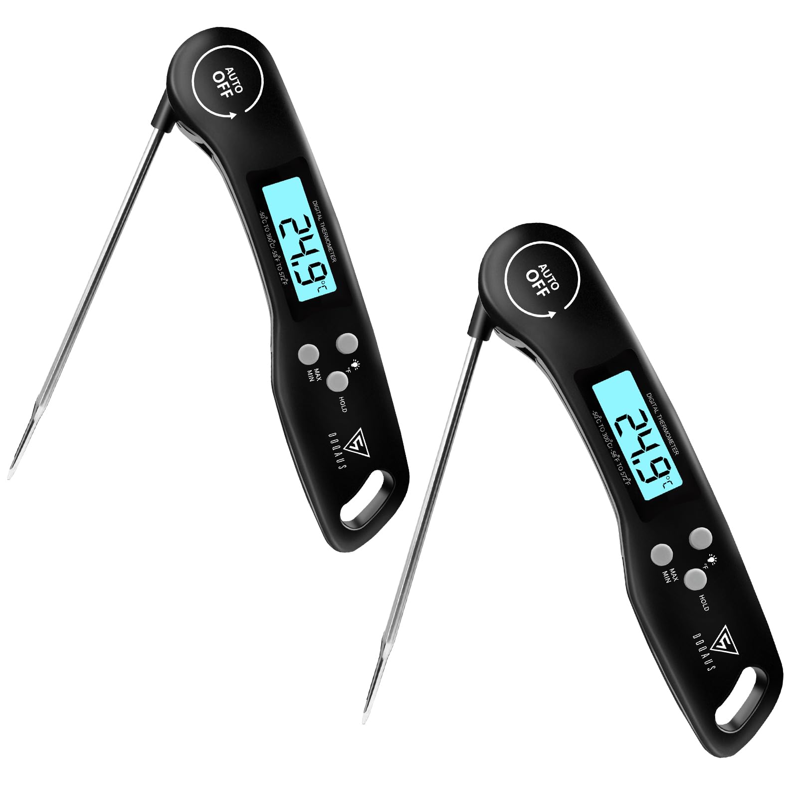 DOQAUS Meat Thermometers, 2 Pack Instant Read Food Thermometer, Digital ...
