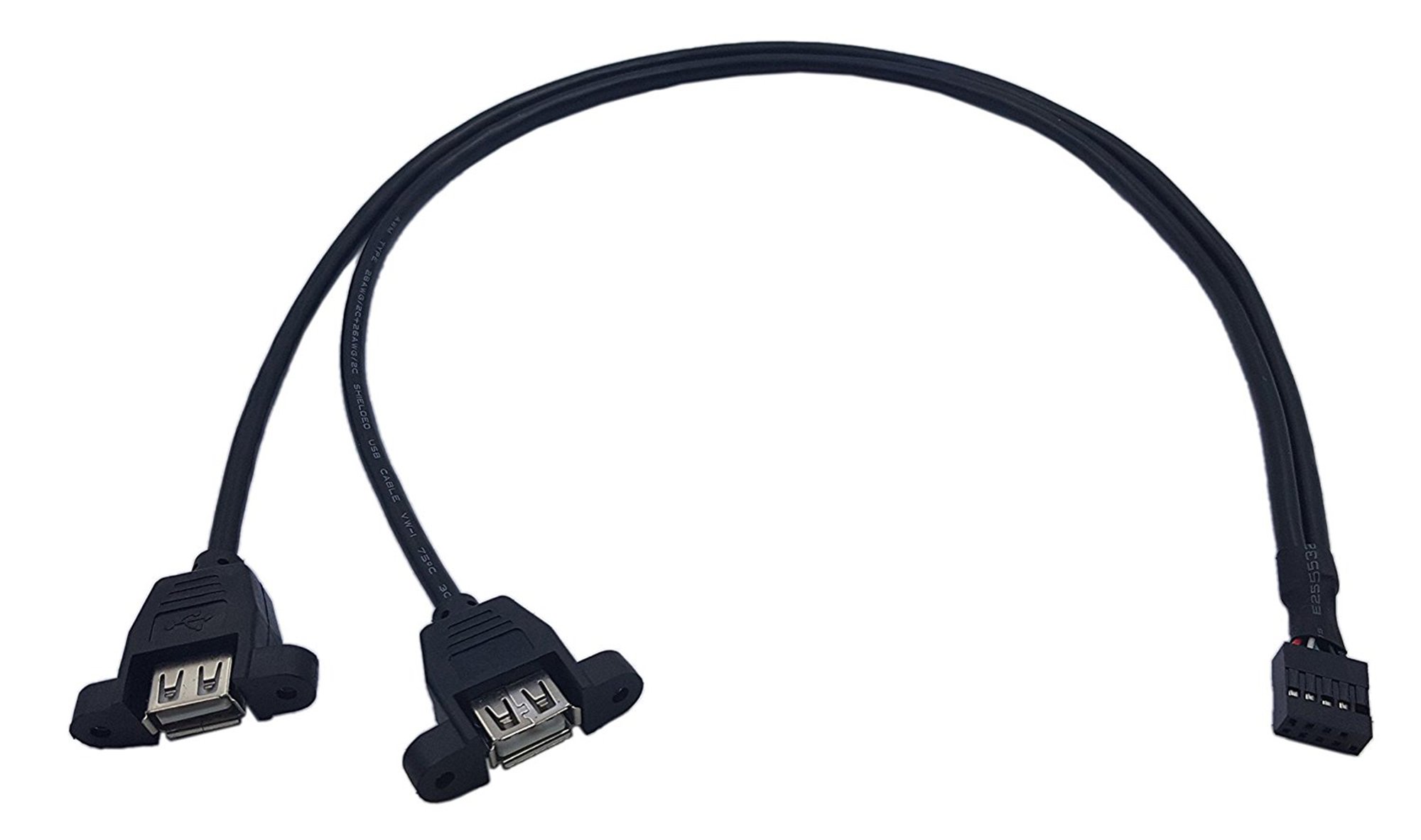 Amazon.com: zdyCGTime 50CM 2xUSB 2.0 A Female Panel Mount to 10 Pin ...