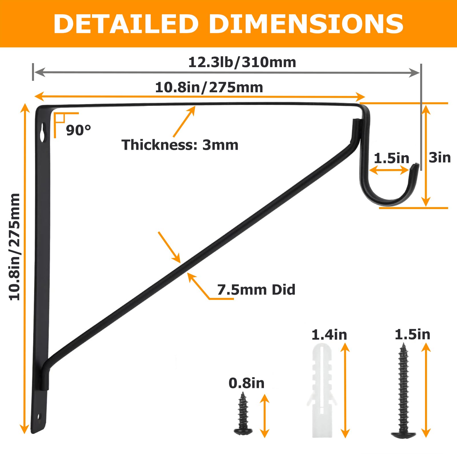 Snapklik.com : 2 Pack Heavy Duty Closet Rod Bracket, Closet Shelf & Rod ...