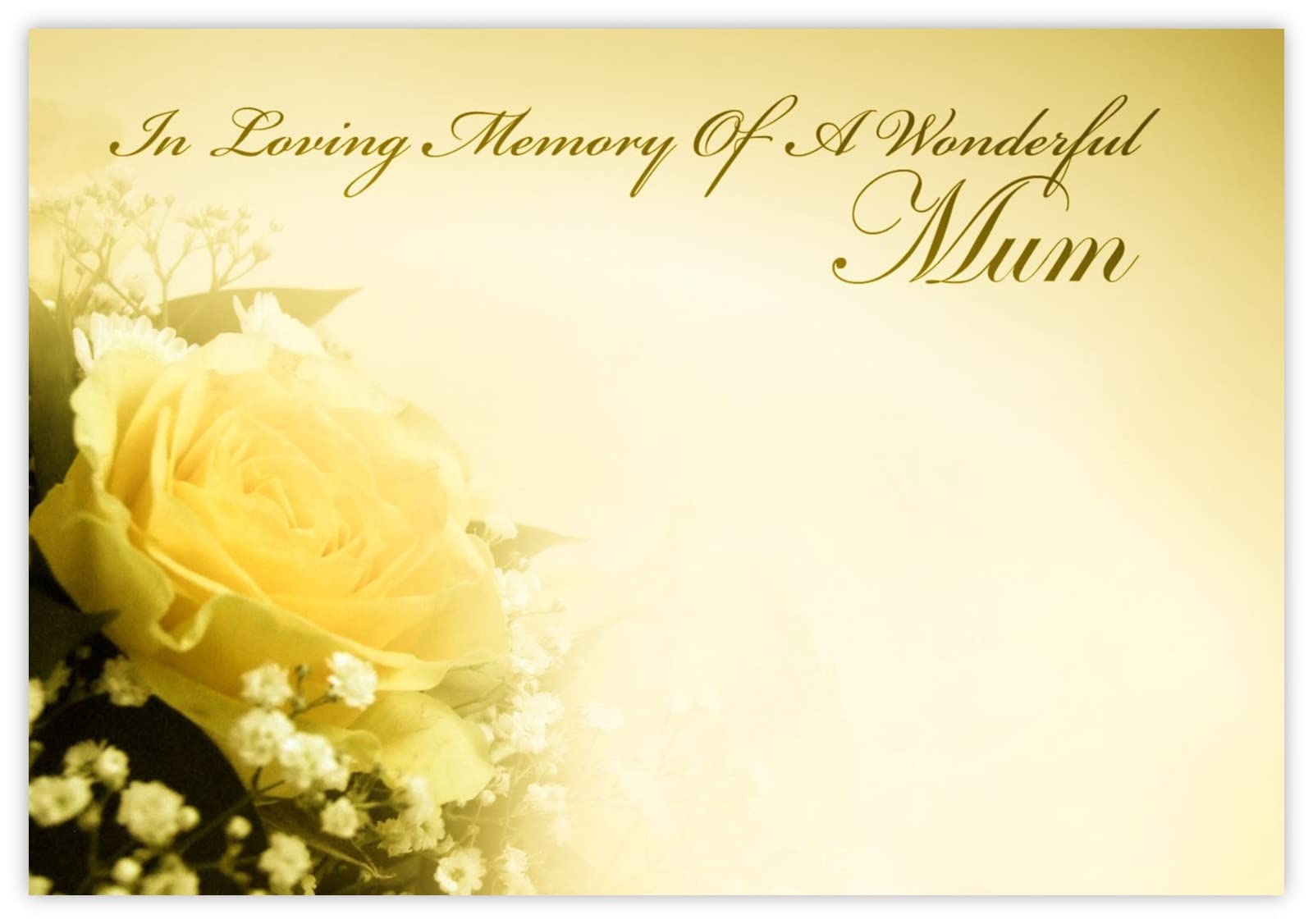 celloexpress In Loving Memory Mum (Yellow Rose) Flower Message Cards ...