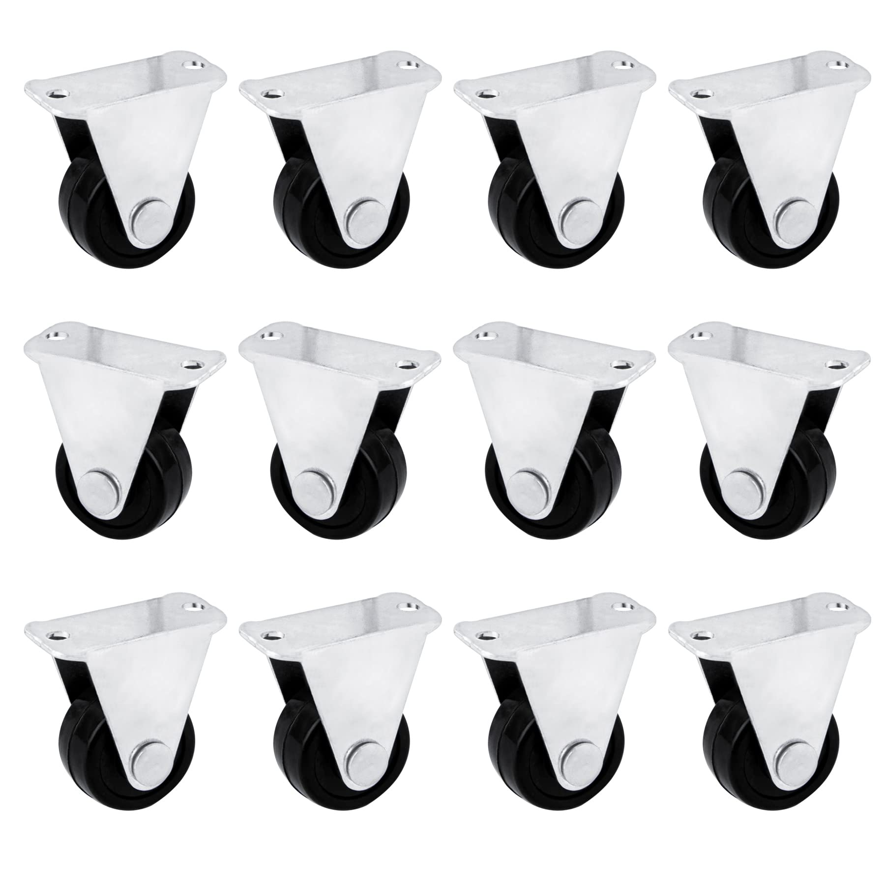 Amazon.com: AUEAR, 12 Pack 1 Inch Rubber Caster Wheels Heavy Duty Fixed ...
