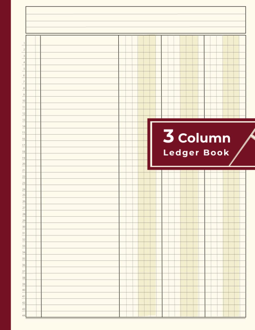 Amazon.com: 3 Column Ledger Book: Accounting and Bookkeeping Work ...