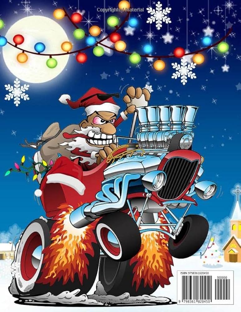 santa in a car images coloring pages