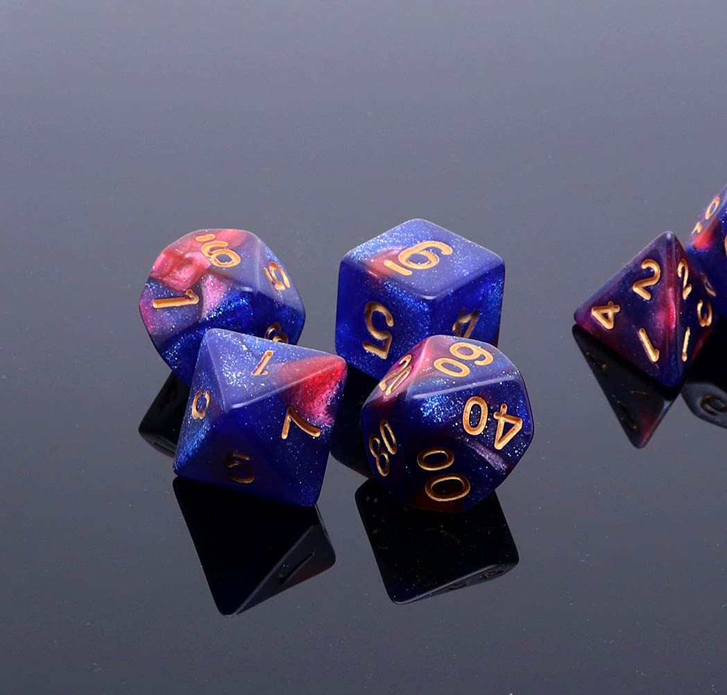 Snapklik.com : Blue Mix Red DND Glitter Dice Set For Dungeon And ...