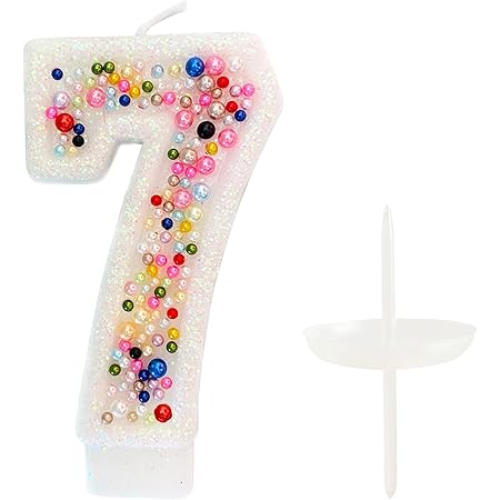 Amazon.com: 7th Birthday Candle Seven Years Pink Happy Birthday Number ...
