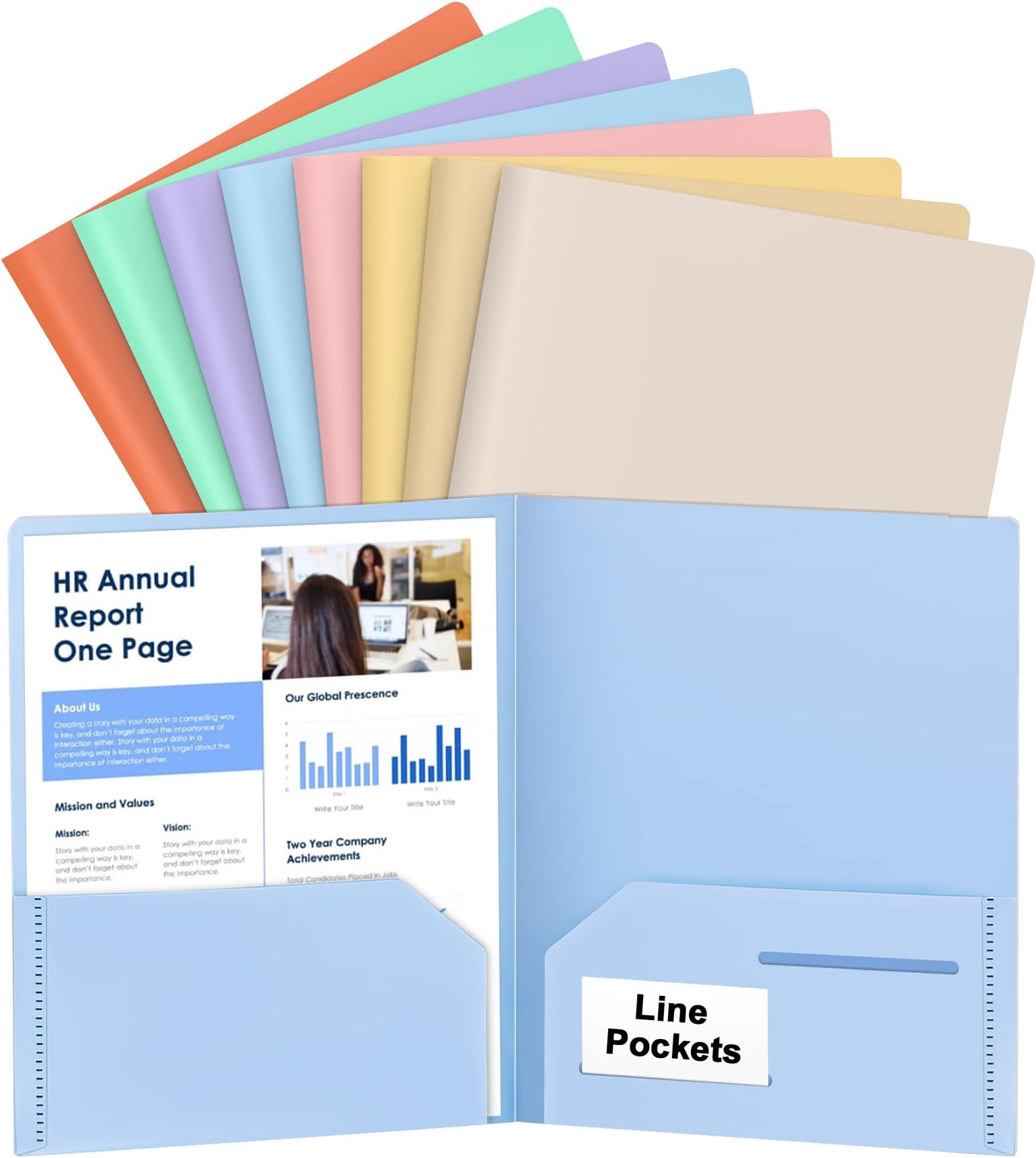 Amazon.com : HABGP Plastic Folders with Pockets, 5 Color Heavy Duty Two ...