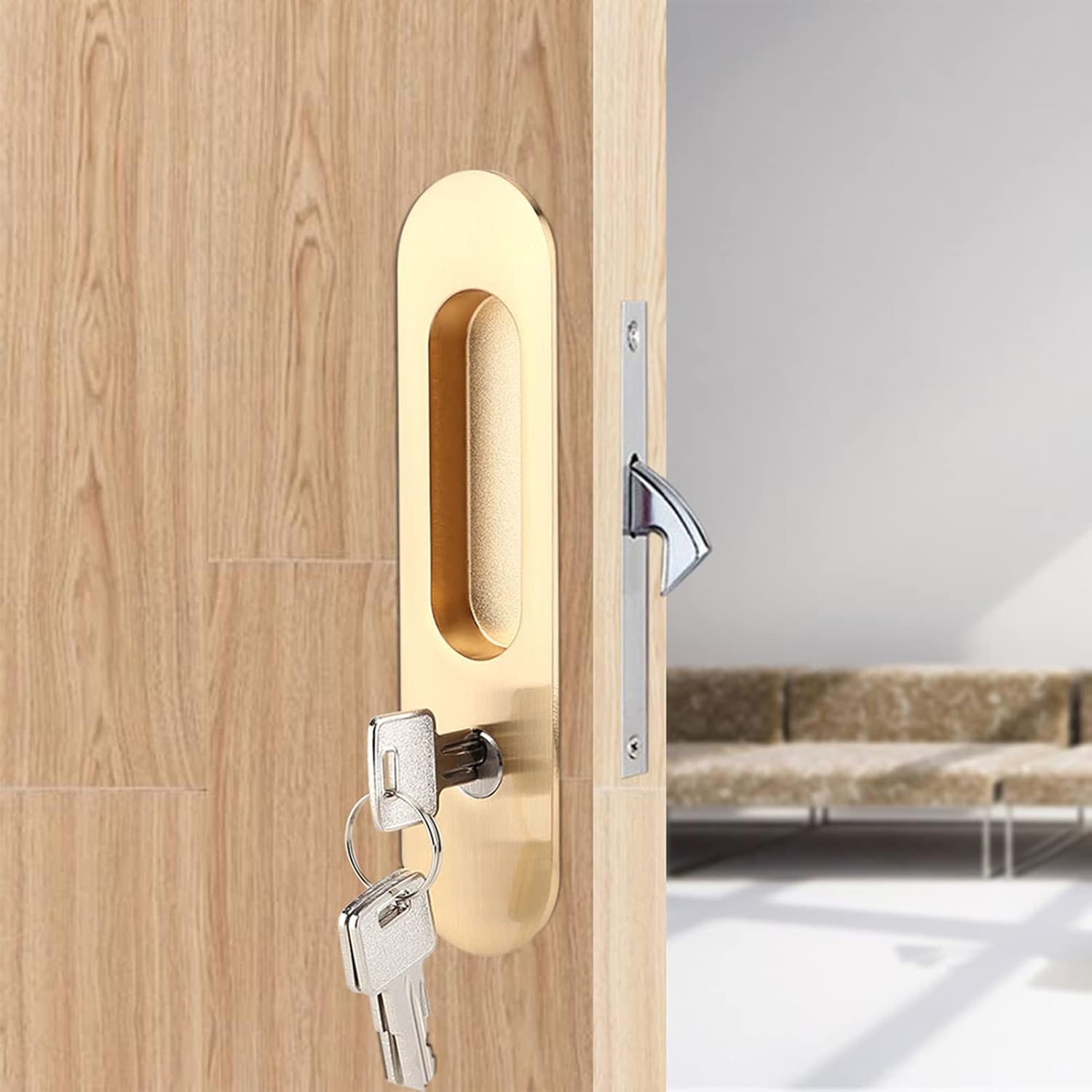 Amazon.com: Anti Theft Sliding Door Lock Handle with Keys, Invisible ...