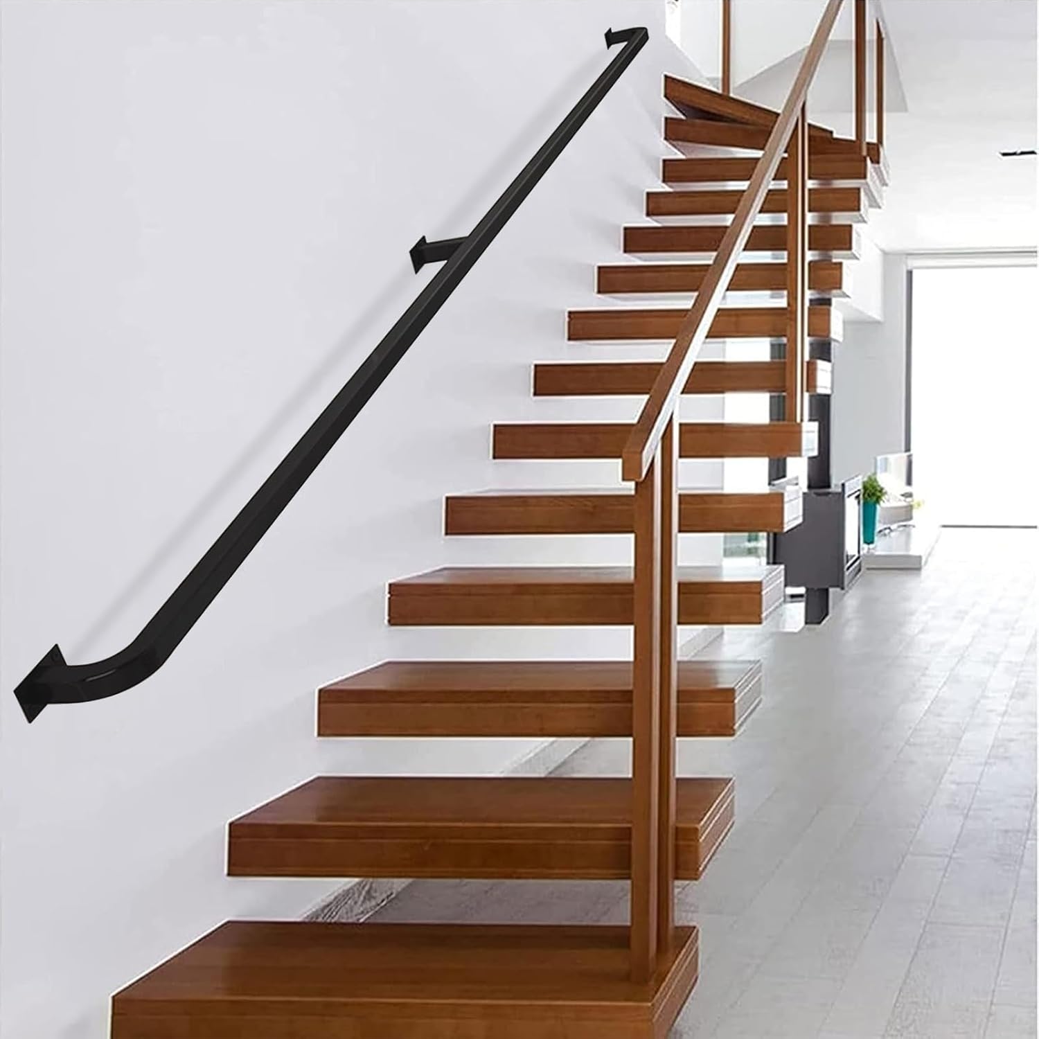 Amazon.com: Black Modern Stair Handrail - Complete Kit. Heavy Duty ...