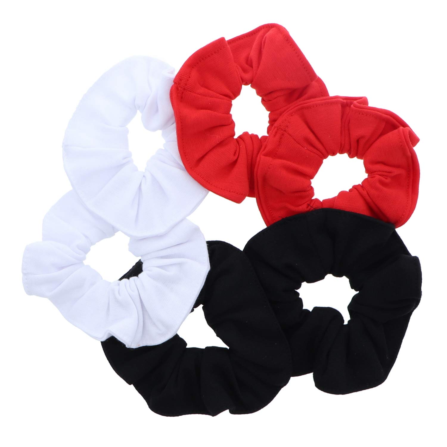 Amazon.com : Large Solid Scrunchie - Set of 6-Black White Red : Beauty ...