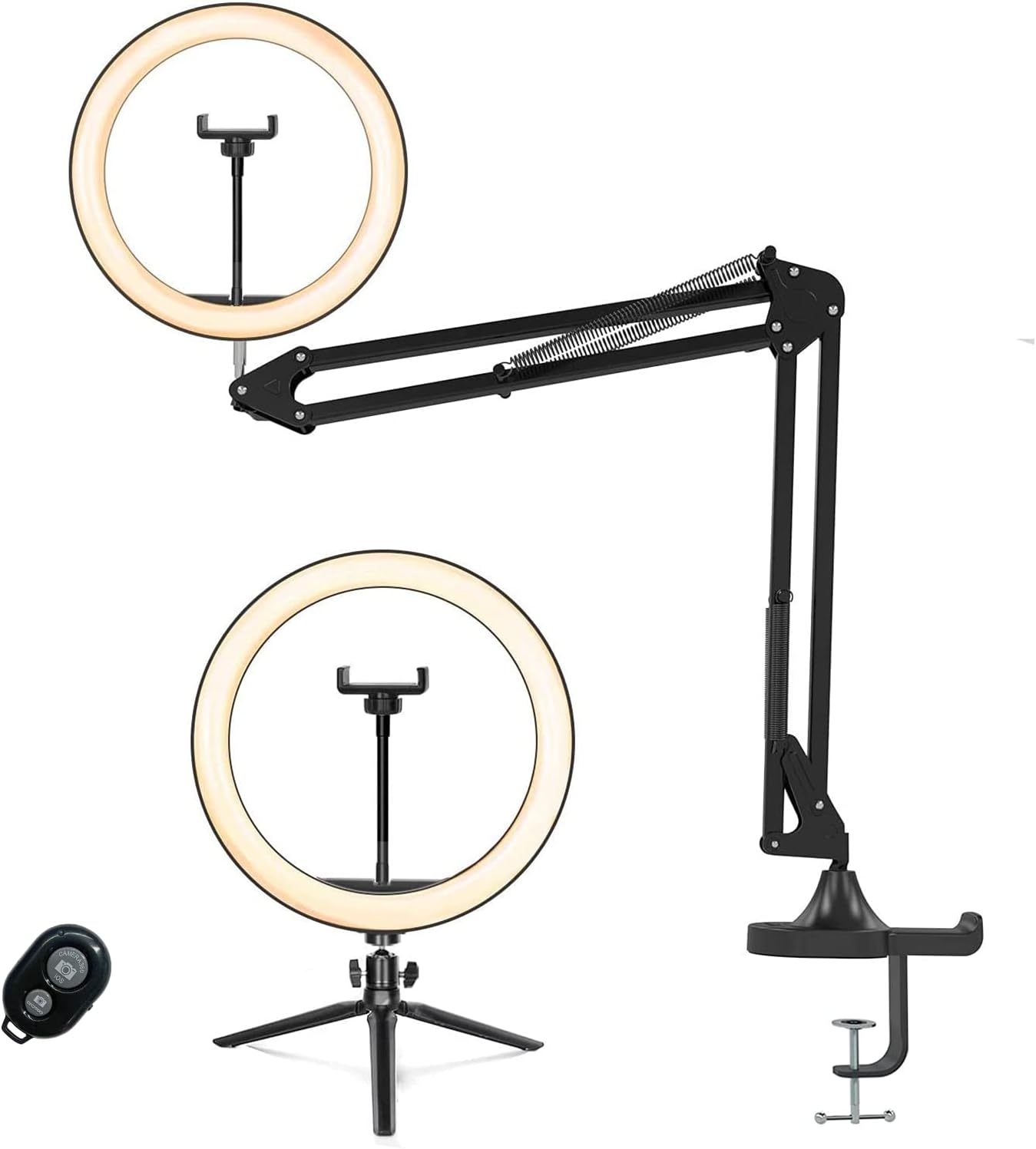 Amazon.com : 12" Ring Light with Boom Arm, LED Circle Light Desk Tripod ...