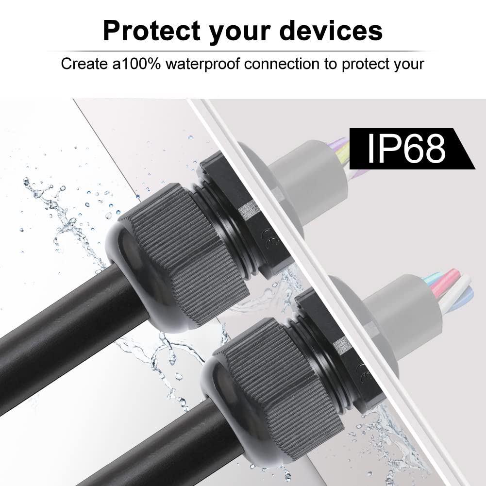 Snapklik.com : AIRIC 3/4" NPT Cable Glands Nylon PA66, IP68 Waterproof Adjustable Power Strain ...