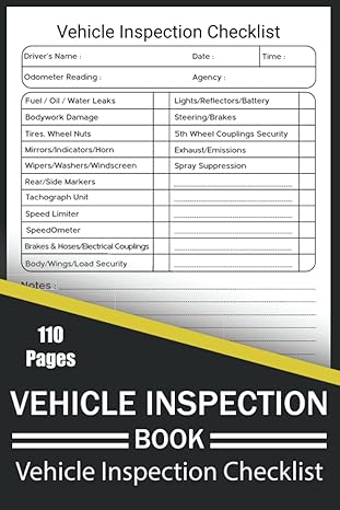 Daily Vehicle Inspection Report Book: Vehicle Inspection Checklist Log ...