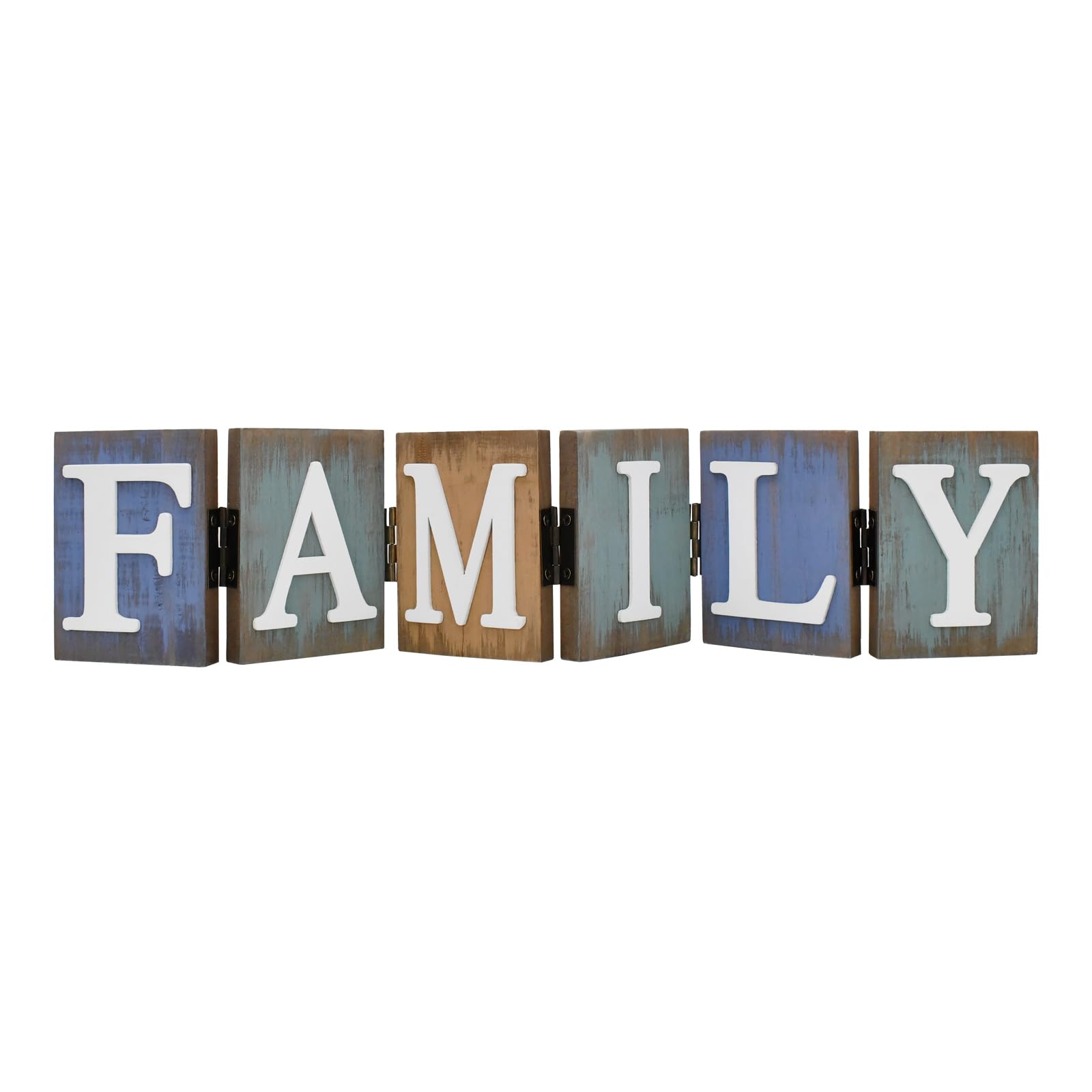 Amazon.com: Rustic Wood Family Sign Cutout Word Sign Decor, Teal Family ...