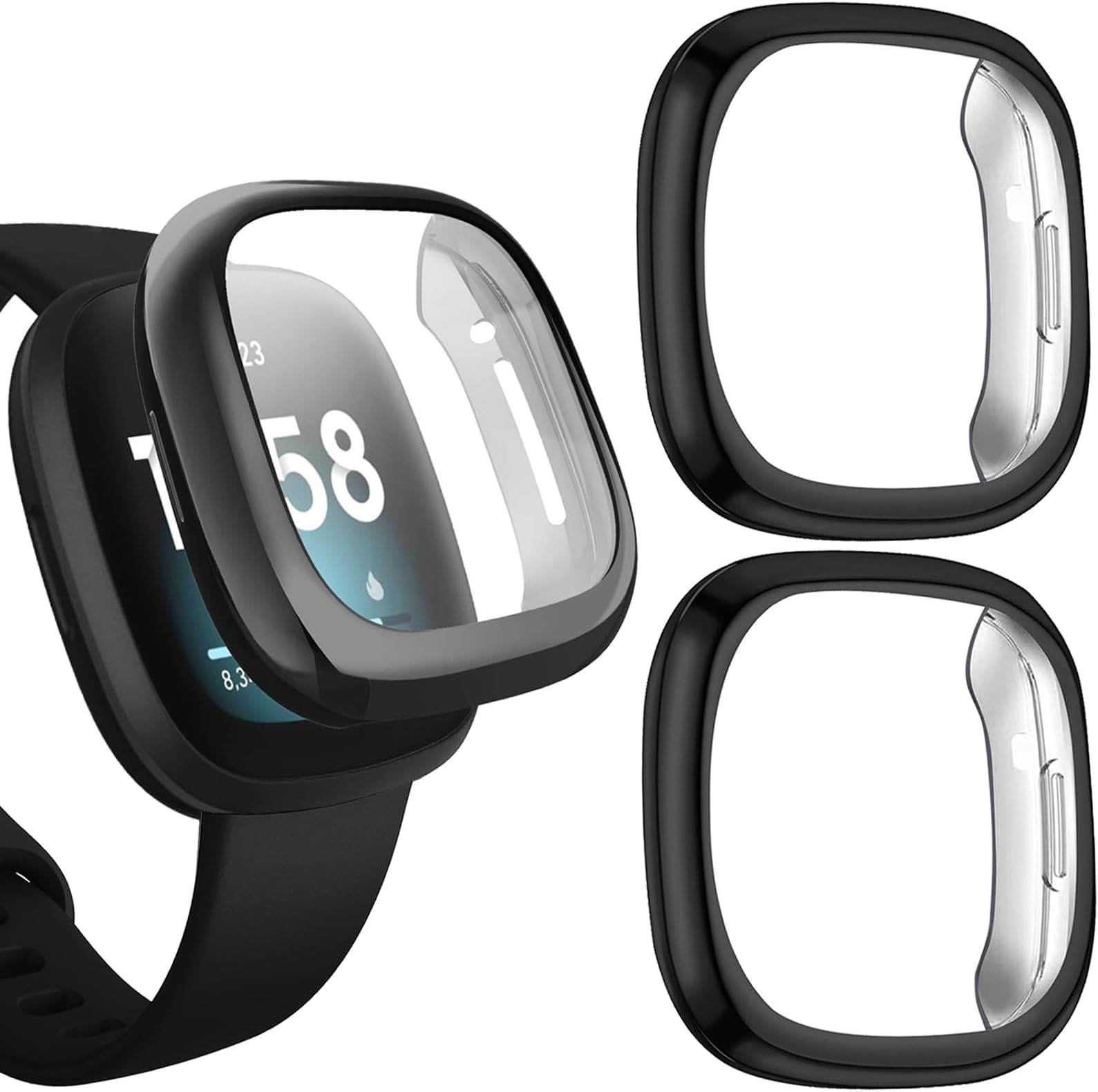 Amazon.com: 2 Pack TPU Case for Fitbit Versa 3 Screen Protector, Soft ...
