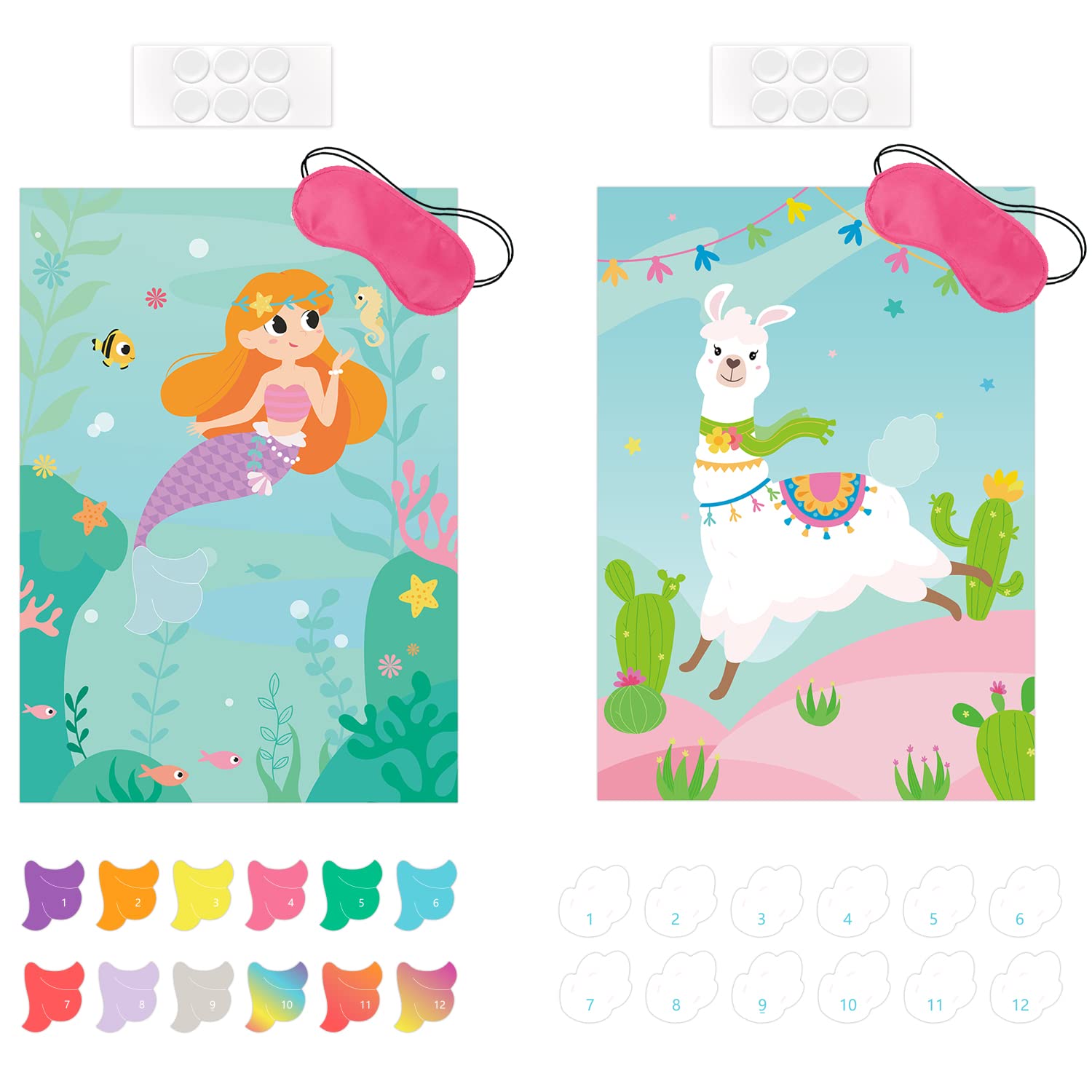 Set of 2 Pin The Tail on The Mermaid and Pin The Tail on The Llama ...