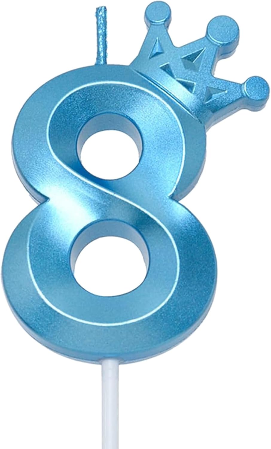 Amazon.com: Blue Number 8 Birthday Cake Candle, 3D Shape Crown Birthday ...