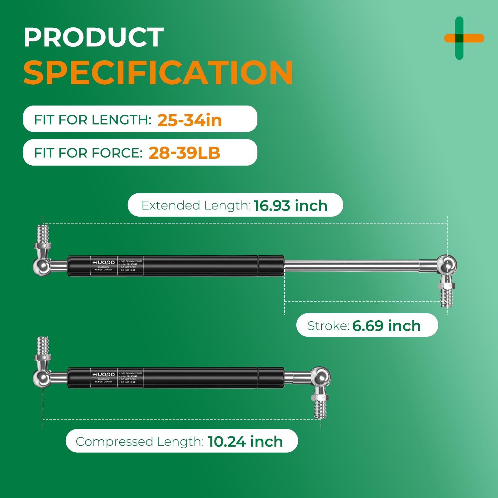 Snapklik.com : HUOPO 17 Inch Gas Struts For Heavy Lid, 35lb/156N Lift ...