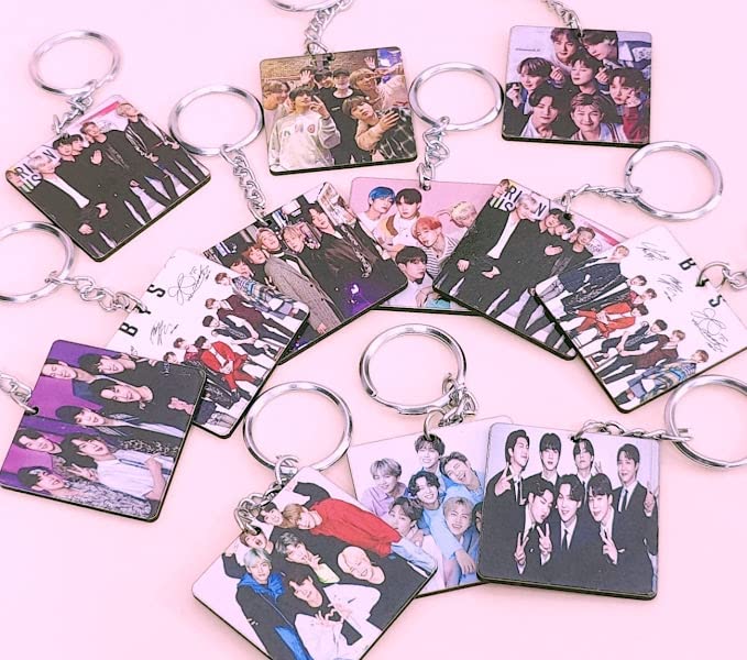 Buy AMANVANI Wood BTS Keychain For Boys Kids BTS Army Team Key ring For ...